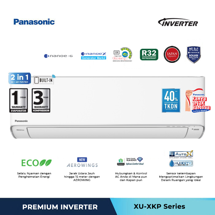 Panasonic AC Wall Mounted Split Premium Inverter Nanoe X 1 1/2 PK - CS ...